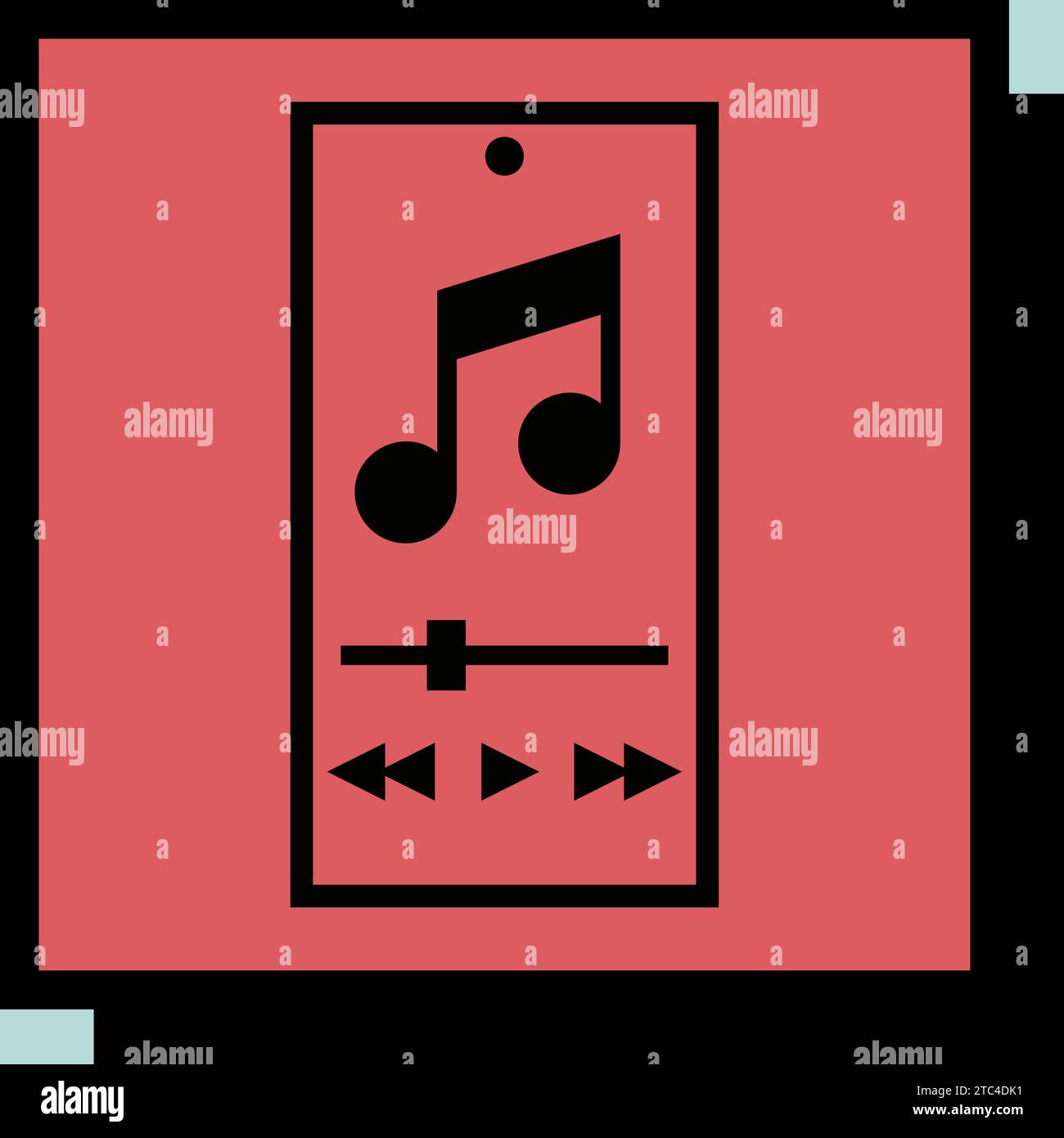 Smartphone with music player app vector isolated neo-brutalism icon ...