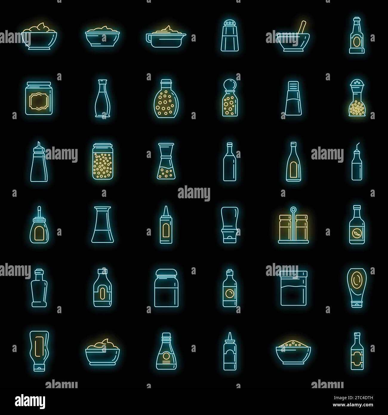 Condiment food icons set. Outline set of condiment food vector icons ...