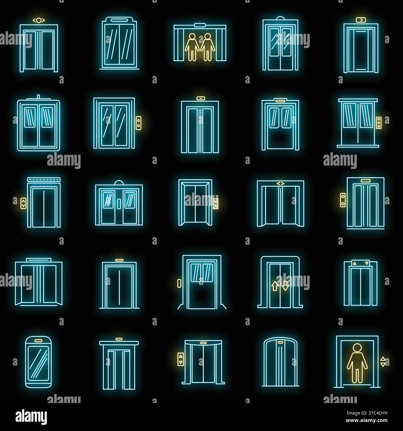 Office elevator icons set. Outline set of office elevator vector icons ...