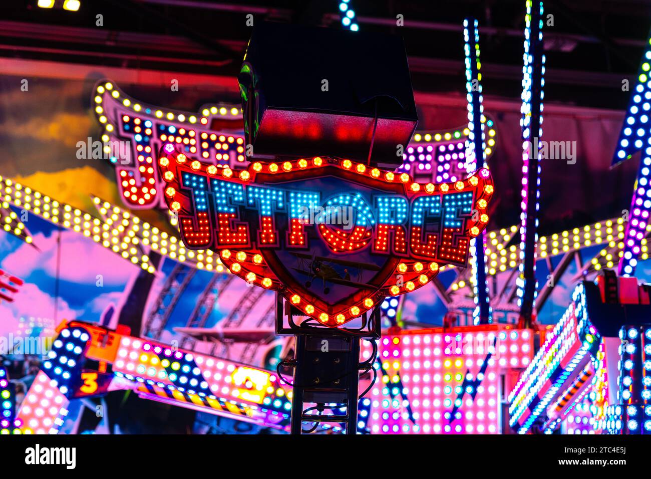 Jetforce ride at Kingdom of Winter Christmas market at the ExCeL Centre ...