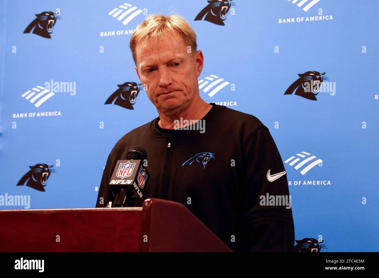 Carolina Panthers interim head coach Chris Tabor speaks to media after ...