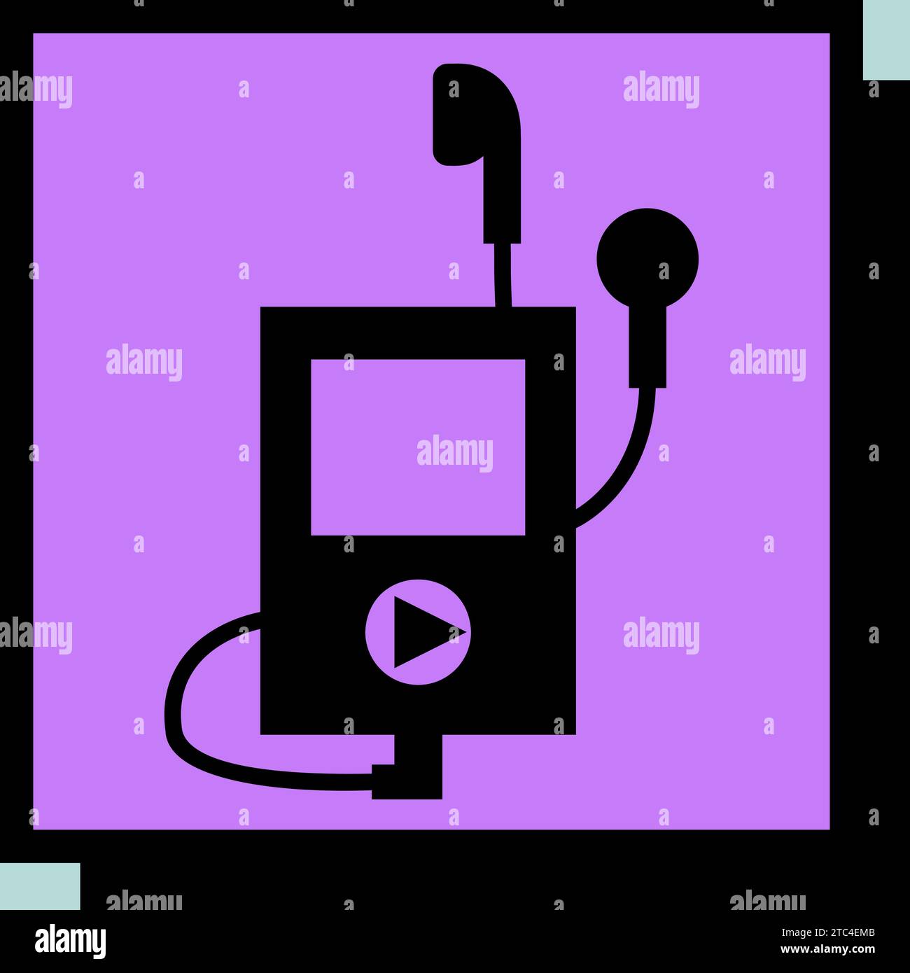 Media player with headphones vector isolated neo-brutalism icon. Music ...