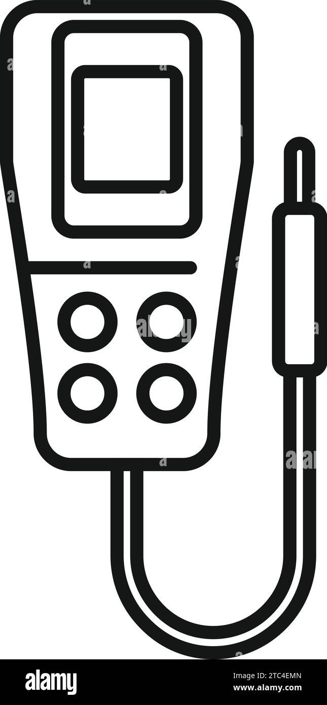 Ph meter device kit icon outline vector. Soil chemistry solution. Medical experiment Stock ...