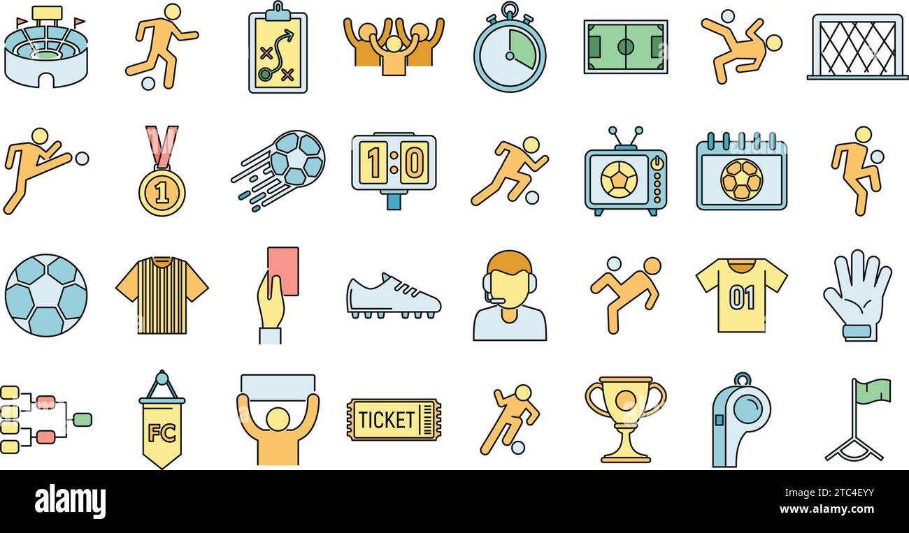 Football icons set. Outline set of football vector icons thin line ...