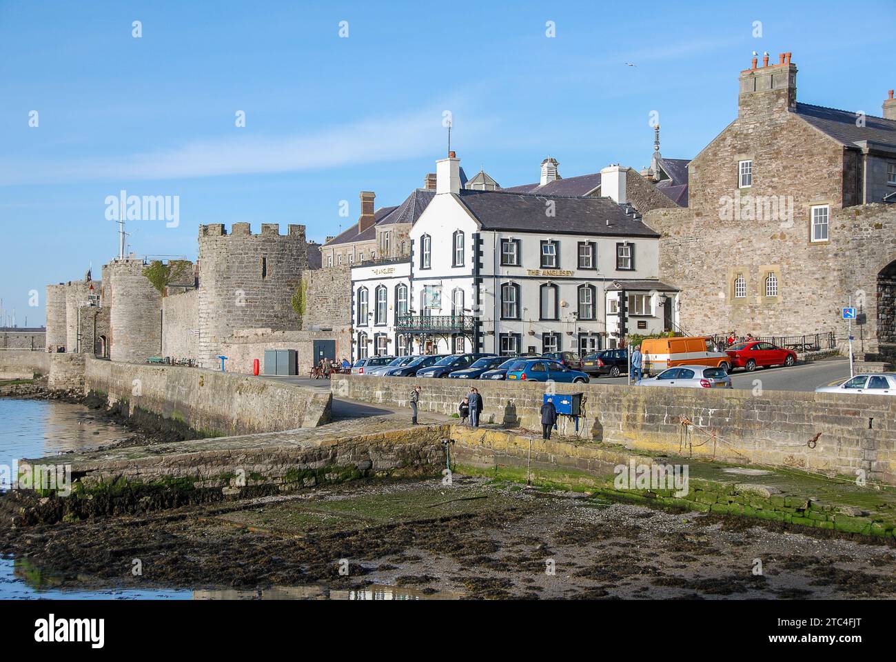 Caernarfon in Gwynedd, Wales. The town is famous for its castle was ...