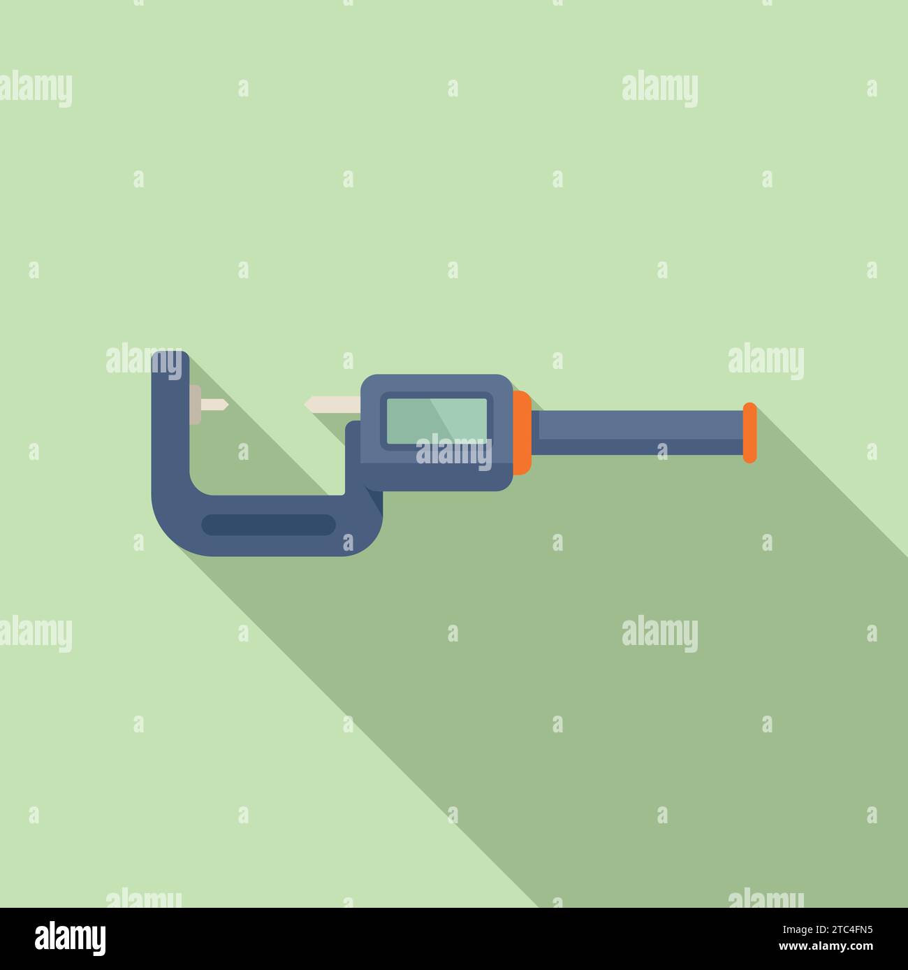 Digital micrometer ruler icon flat vector. Laboratory tool. Micro gauge ...