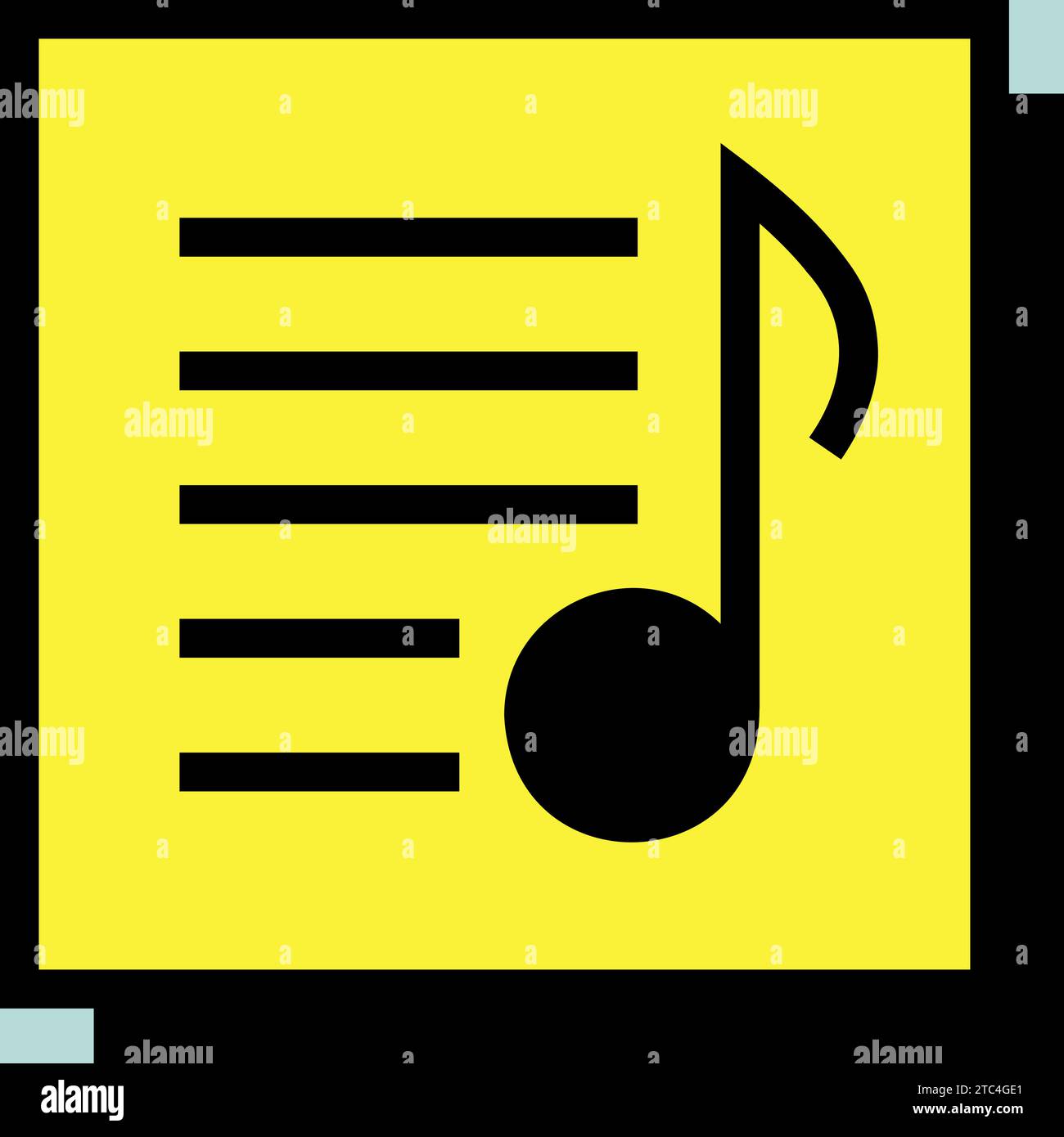 Music playlist vector isolated neo-brutalism icon. Musical note and ...