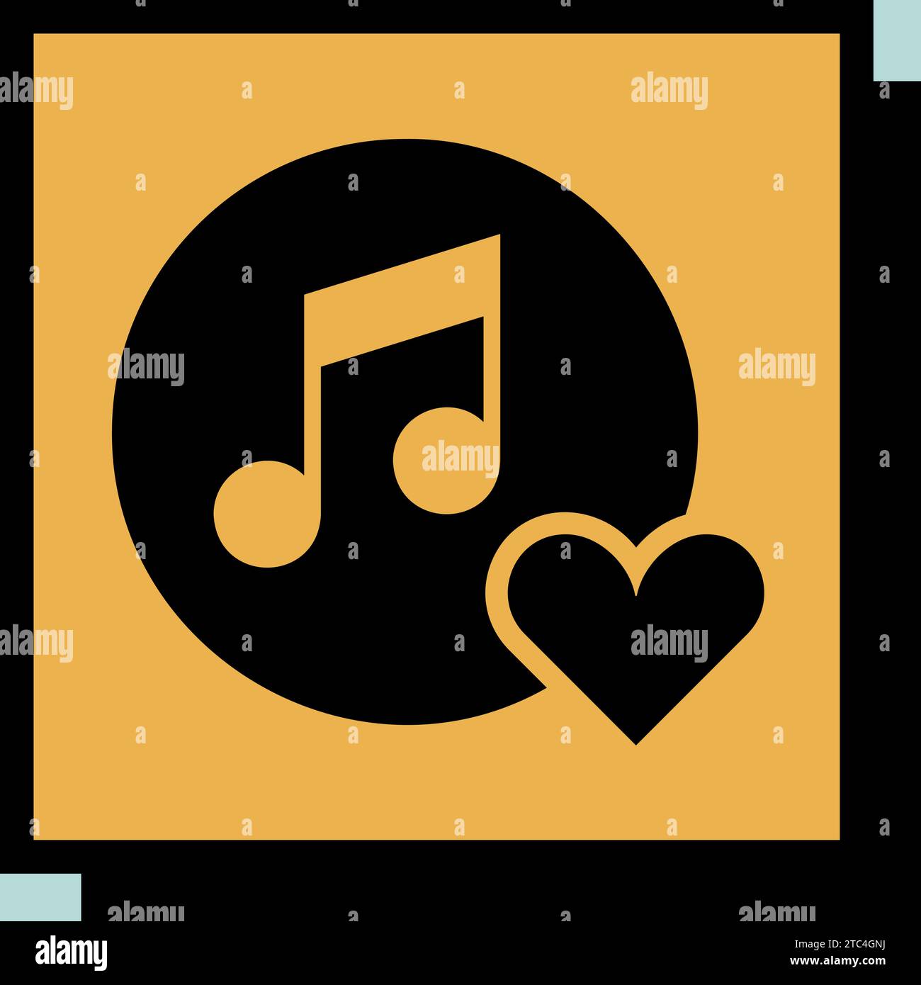 Musical note isolated neo-brutalism icon and favorite, like, love, care ...