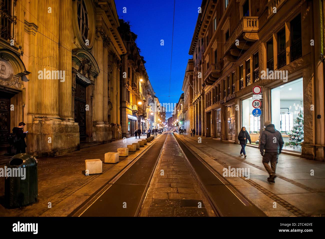 Italy Piedmont Turin Historic center view Via San Francesco D'Assisi ...