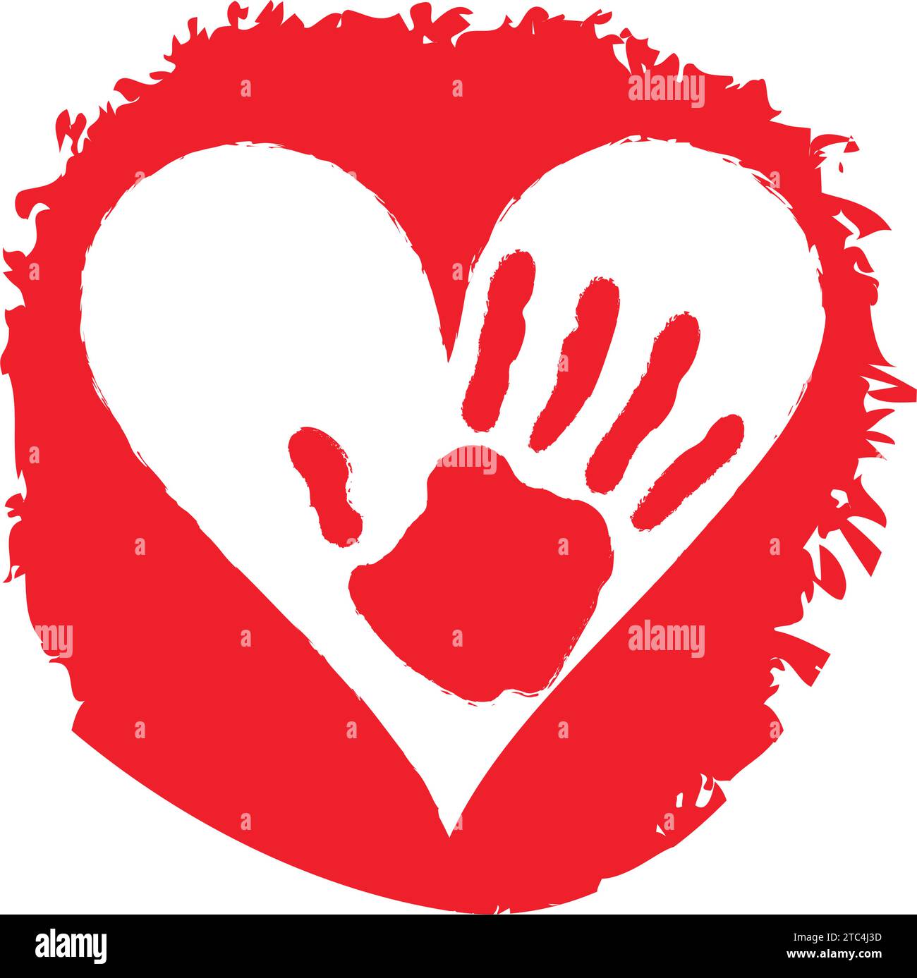 red hand day illustration of heart with red hand Stock Vector Image ...