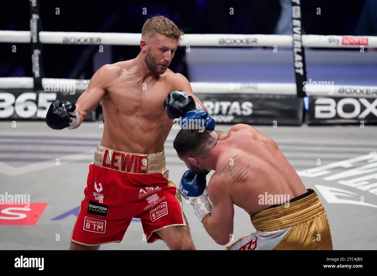 Lewis Edmondson (left) in action against Dmytro Fedas in their Light ...