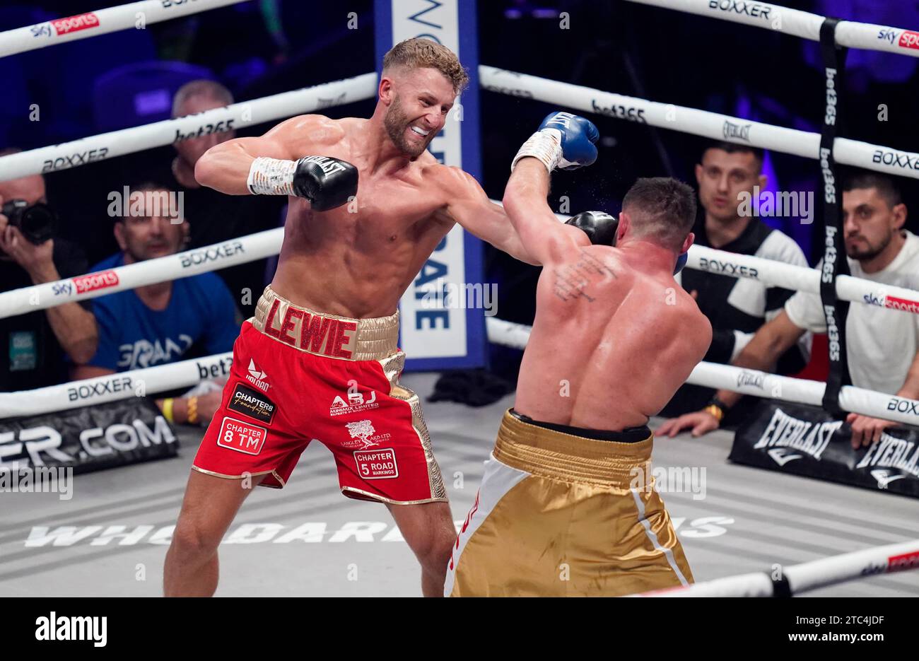 Lewis Edmondson (left) in action against Dmytro Fedas in their Light ...