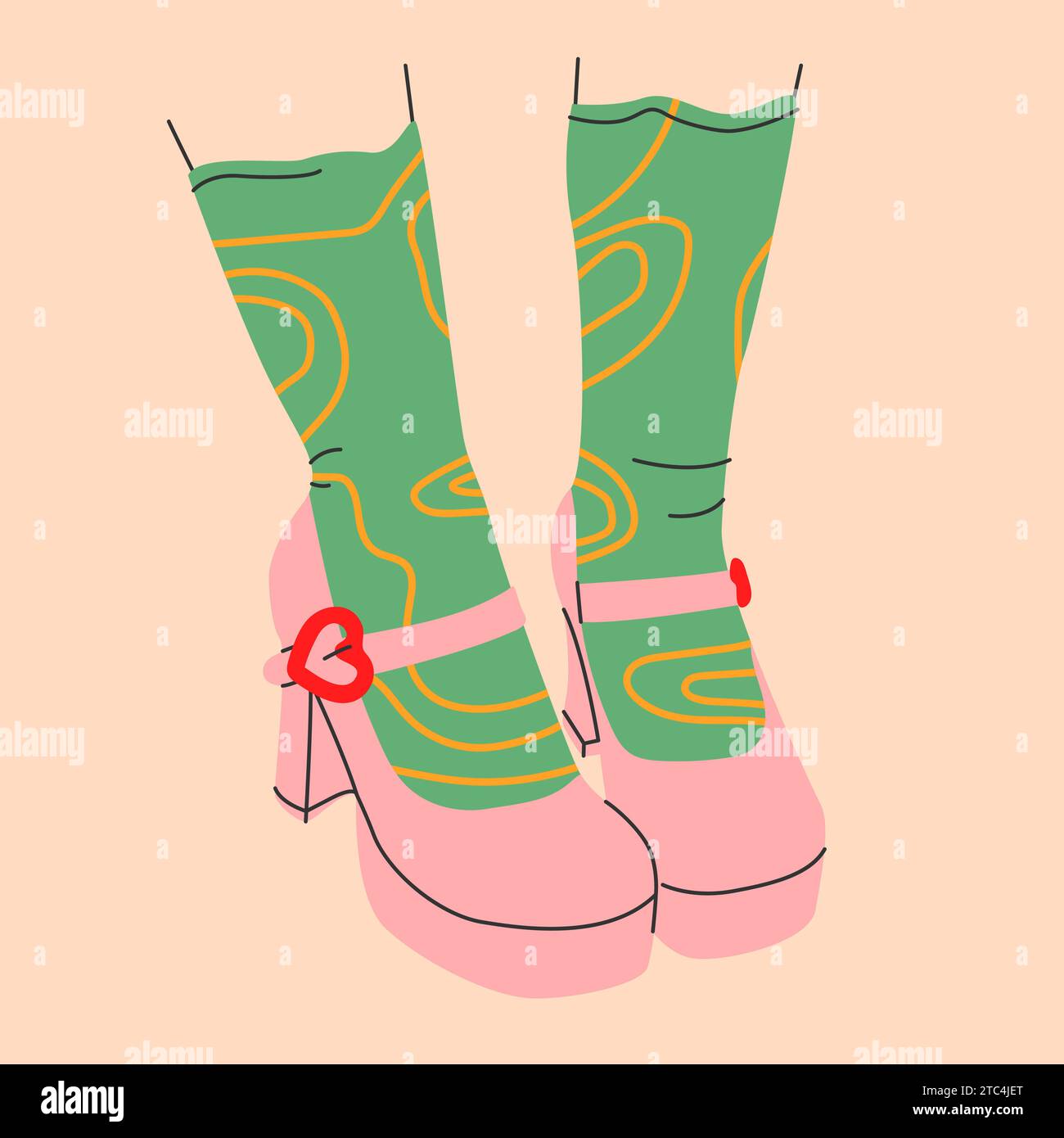 Icon of bright high heel shoes with funny socks.Print for shoe store ...