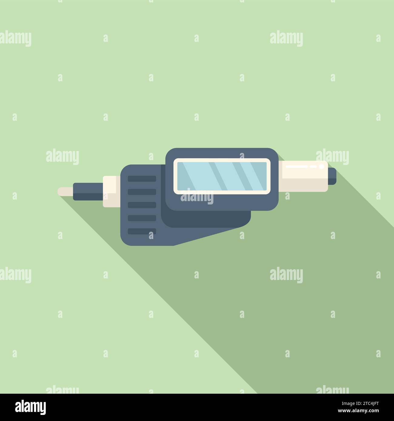 Digital micrometer precision icon flat vector. Number scale. Instrument ...
