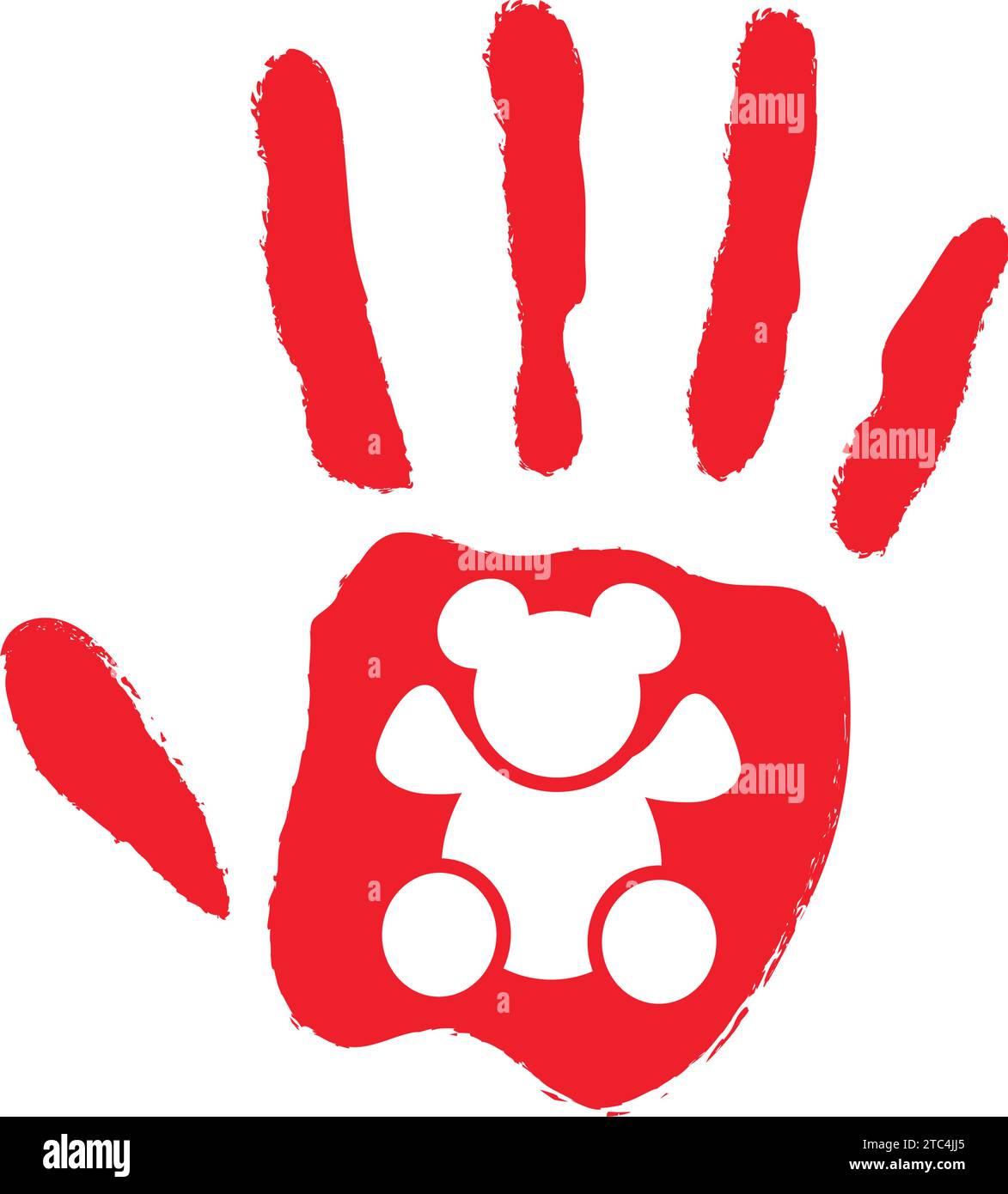 red hand day illustration of red hands with teddy bear Stock Vector ...