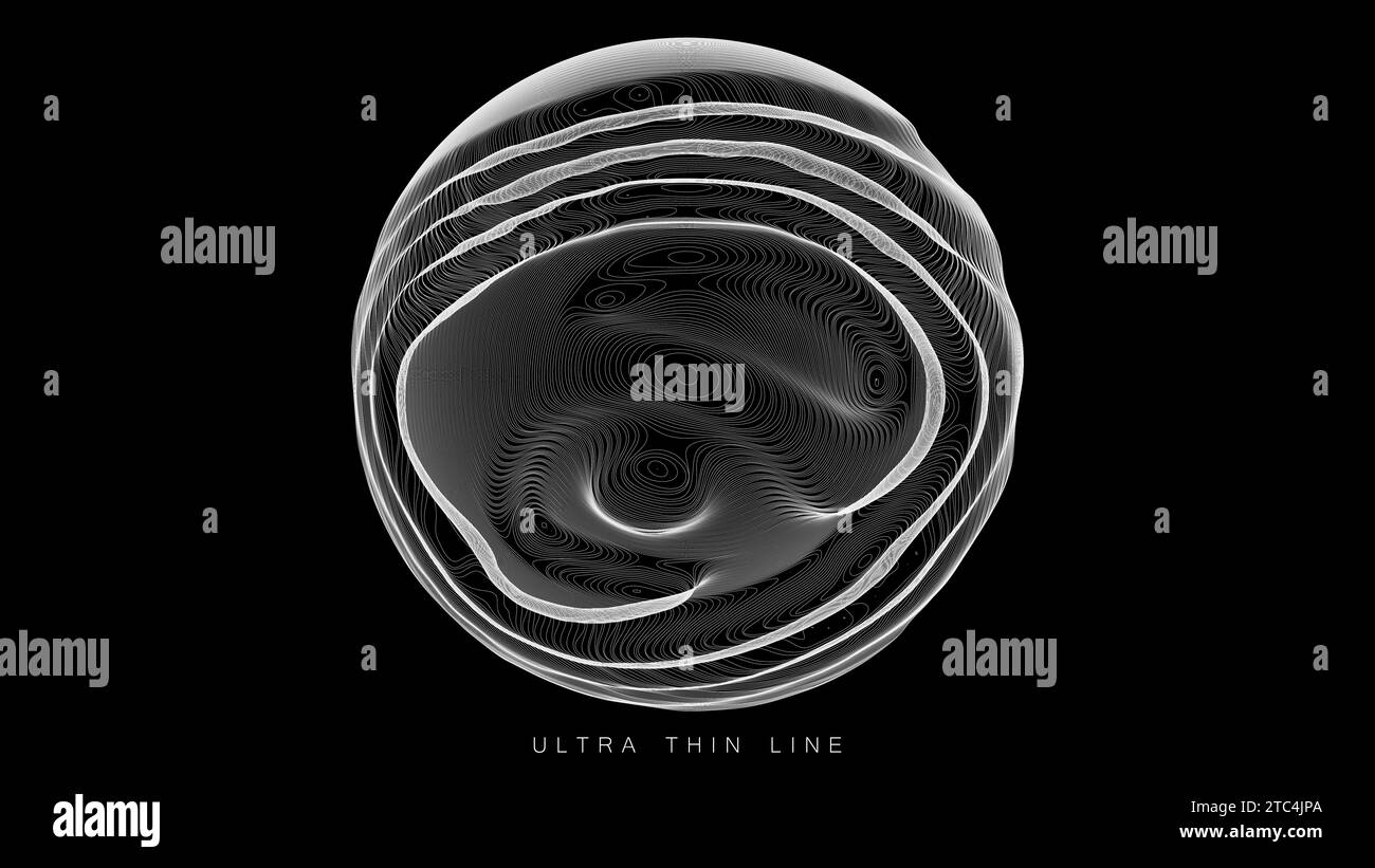Ultra thin line fluid geometry. Dynamic vector distorted spheres Stock ...