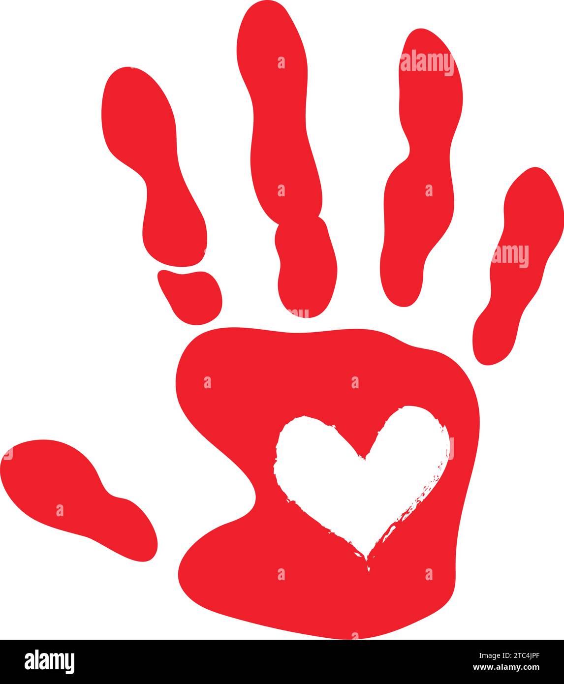 red hand day illustration of red hand with heart Stock Vector Image ...