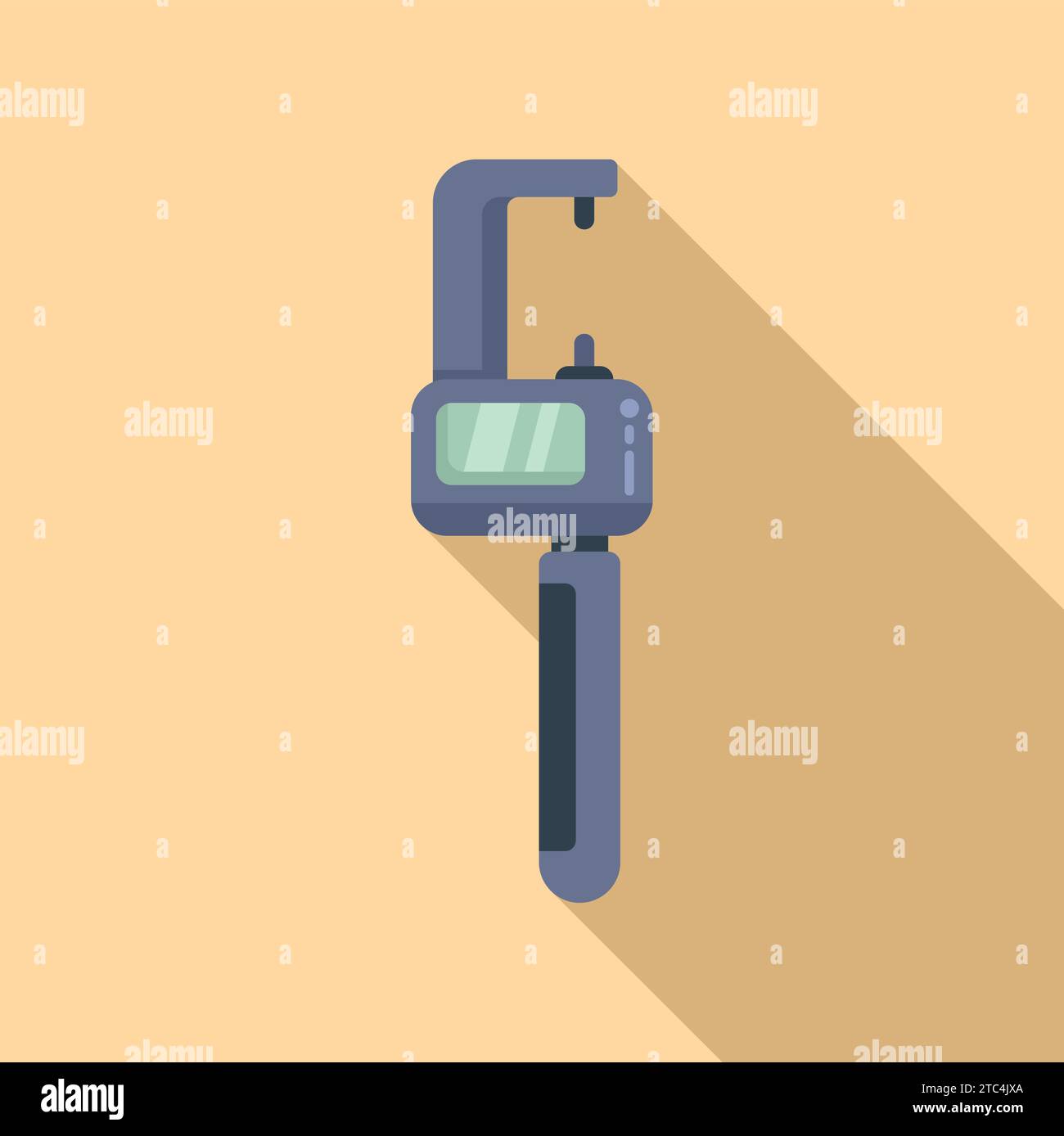 Digital micrometer device icon flat vector. Laboratory tool. Micro ...