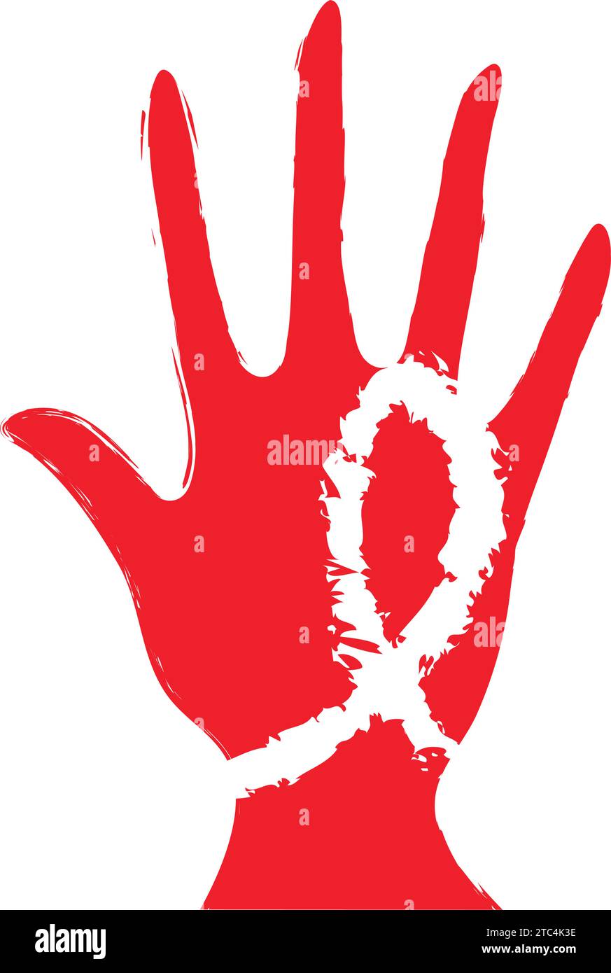 red hand day illustration of red hand with ribbon Stock Vector Image ...