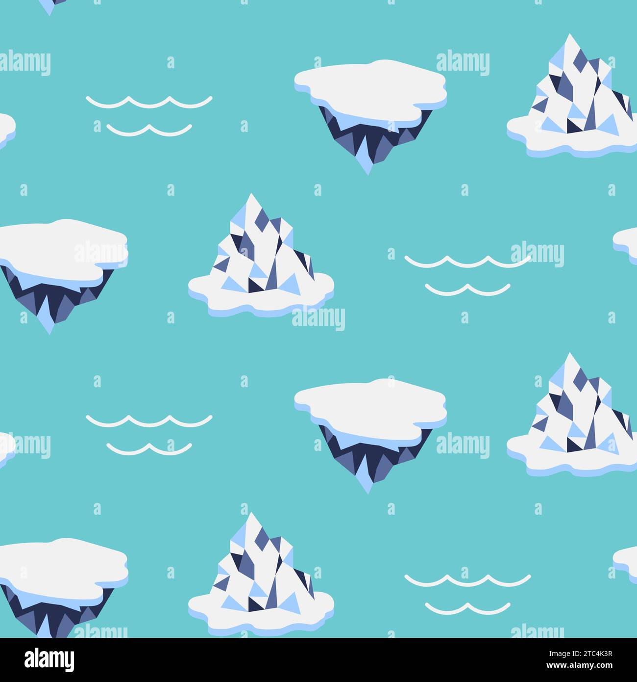 Iceberg Cartoon Style Ice Seamless Pattern Repeating Background Design For Printing On Fabric