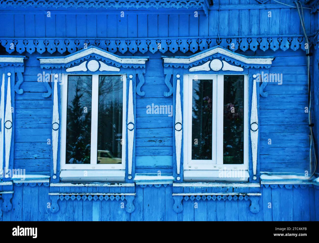 Amazing Window frames of old Russian house with modern plastic ...