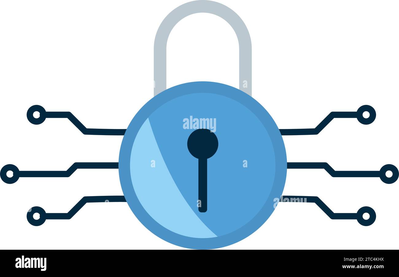 data security illustration of a padlock with circuits Stock Vector ...