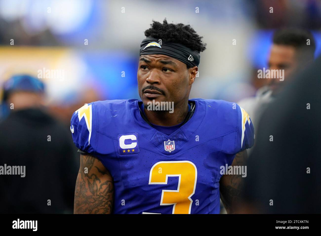 Los Angeles Chargers safety Derwin James Jr. walks on the sidelines ...