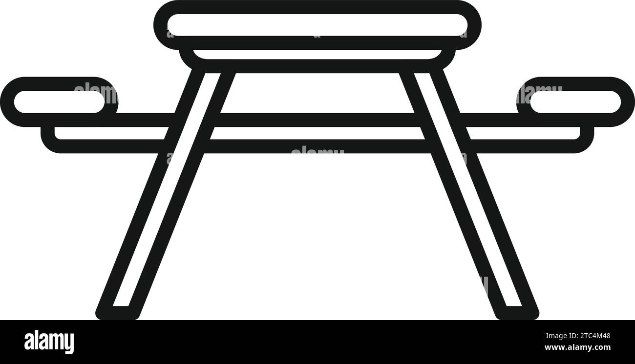 Campsite wood bench table icon outline vector. Vacation holiday. Nature ...