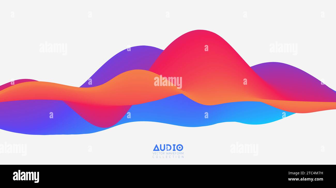 Sound wave visualiztion. 3D colorful solid waveform. Voice sample ...