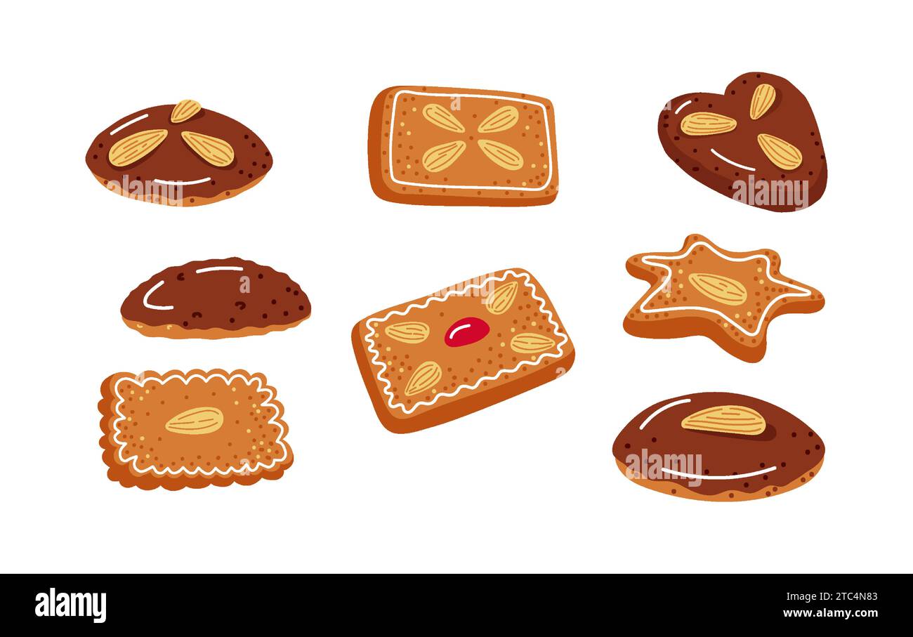 Set of lebkuchen or german christmas cookies for winter time.Vector ...