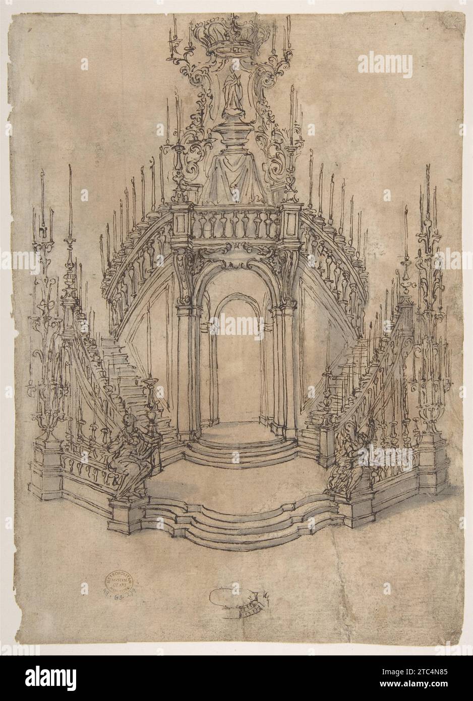 Designs for a Funerary Monument with Stairs (Recto). Various Funerary ...