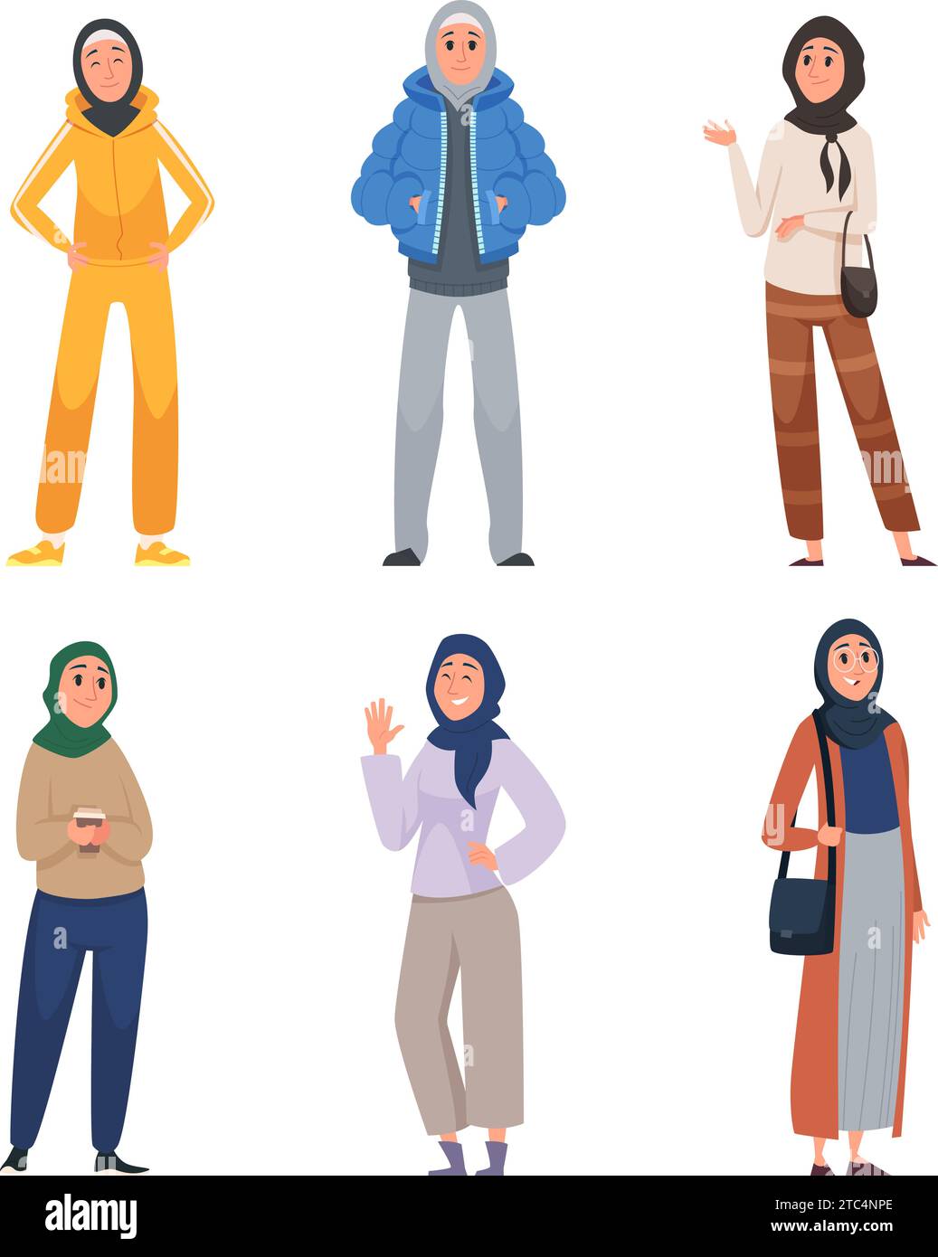 Arabic woman. Female east characters standing in casual style clothes ...