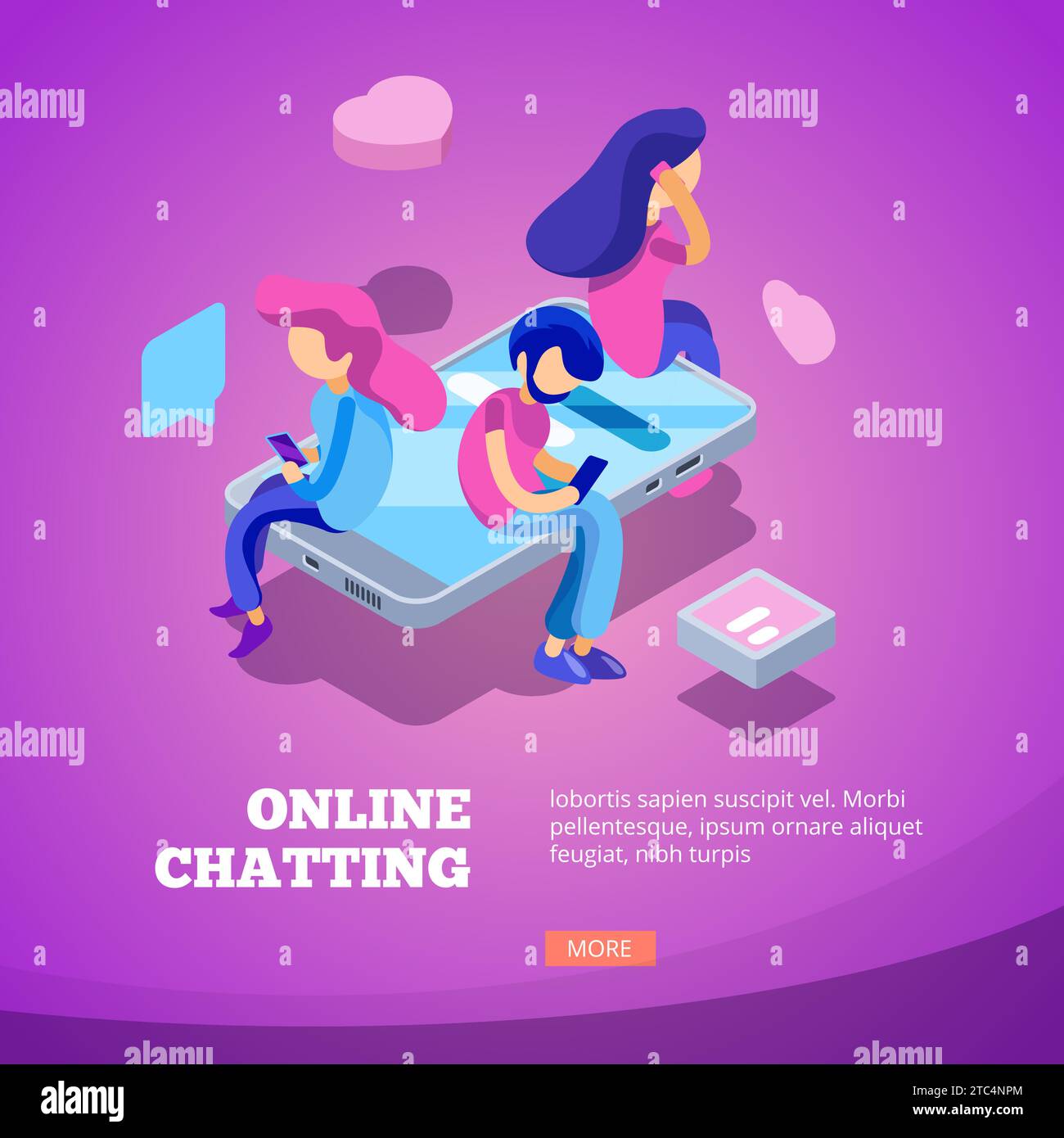 Online chatting. People using smartphones and laptop smart devices ...