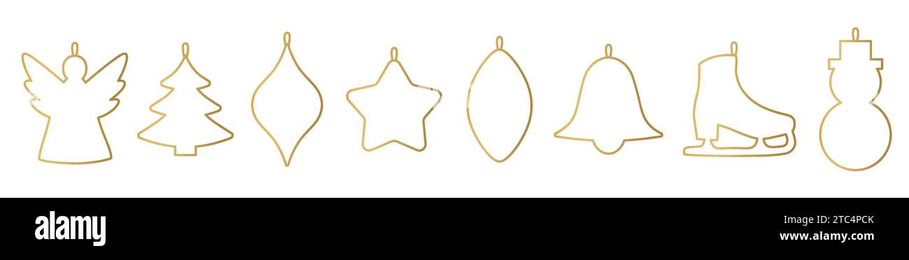 banner with golden different shapes christmas baubles - vector ...
