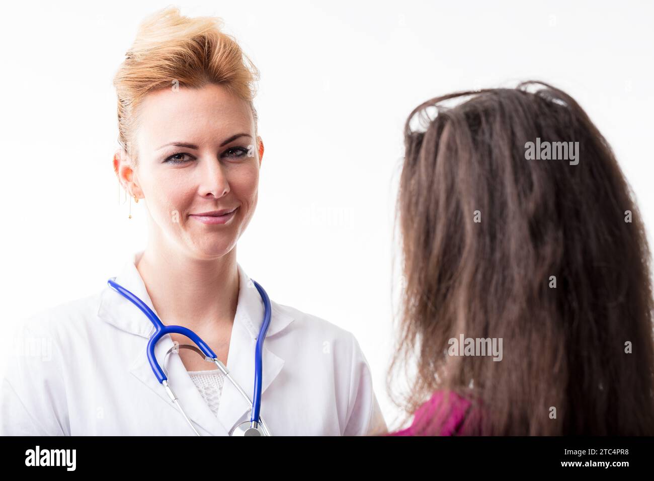 Positive doctor-patient interaction highlighted by a healthcare worker ...