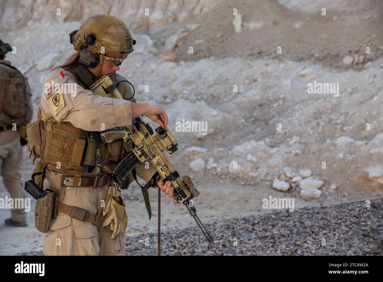 Norwegian armed forces service members with Task Force Viking conduct a ...