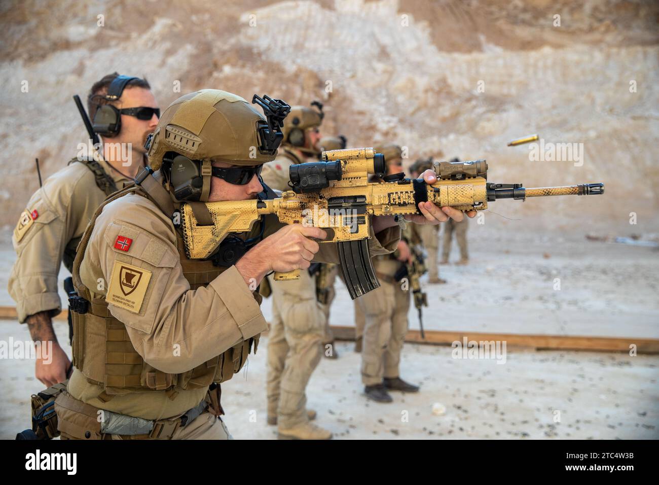 Norwegian armed forces service members with Task Force Viking conduct a ...