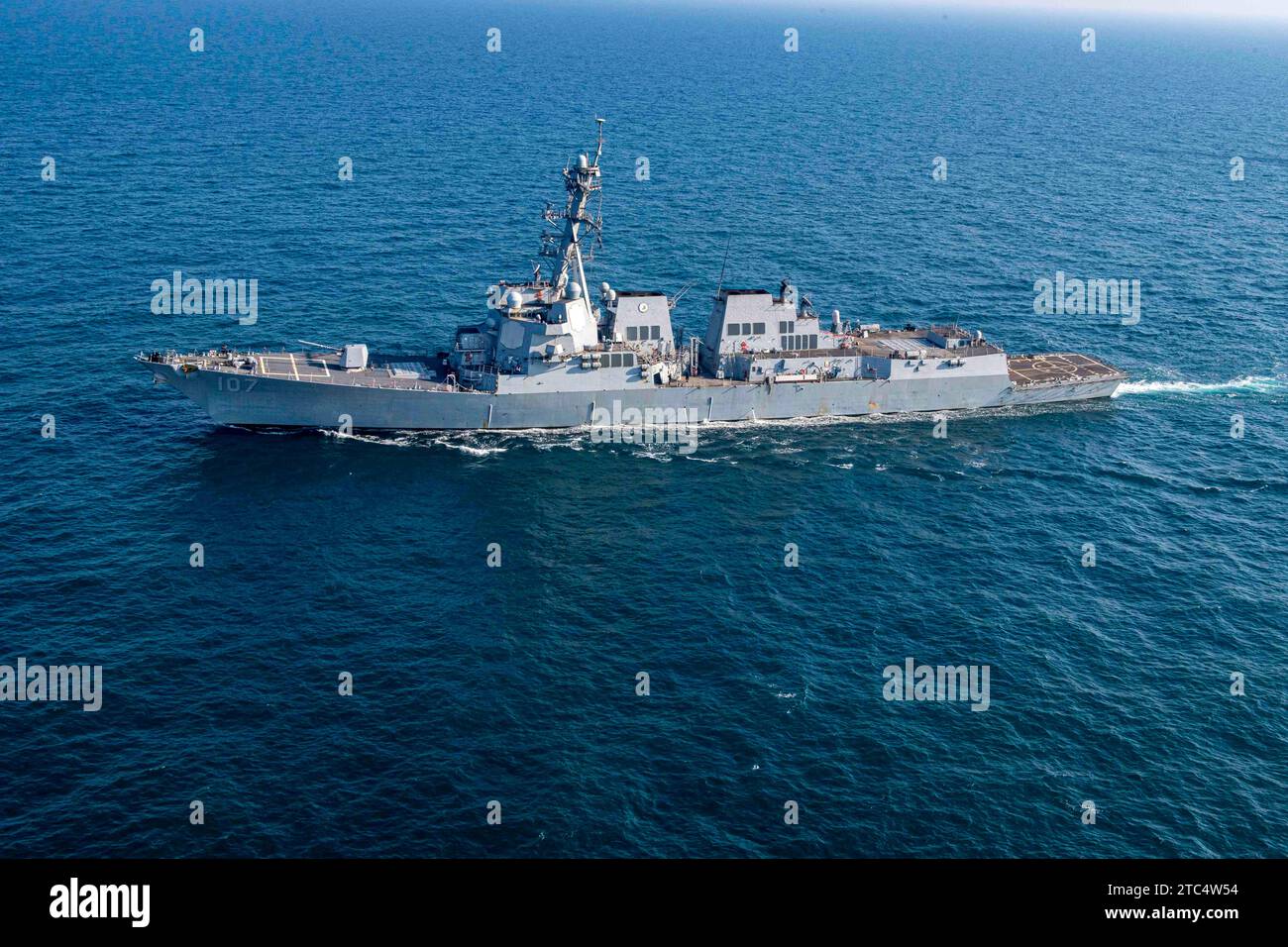 The guided-missile destroyer USS Gravely (DDG 107) sails in the Arabian ...