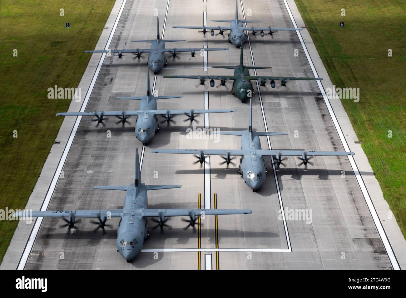 Three U.S. Air Force (USAF) C-130J Super Hercules aircraft assigned to ...