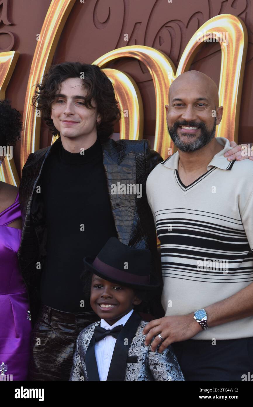 Los Angeles, California, USA 10th December 2023 Actor Timothee Chalamet and Actor Keegan-Michael ...
