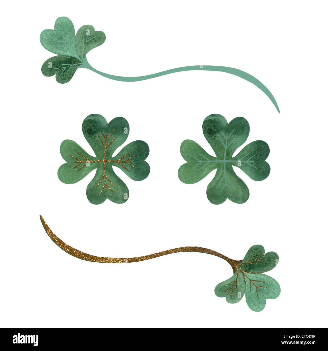 Clover branches with three and four leaves. Symbol of Ireland and good ...
