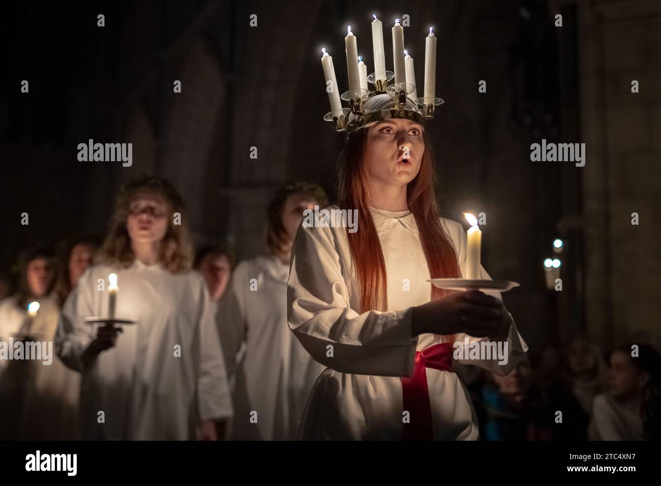 London, UK. 10th December 2023. Sankta Lucia celebrations at Southwark Cathedral. Disa Ramstedt ...