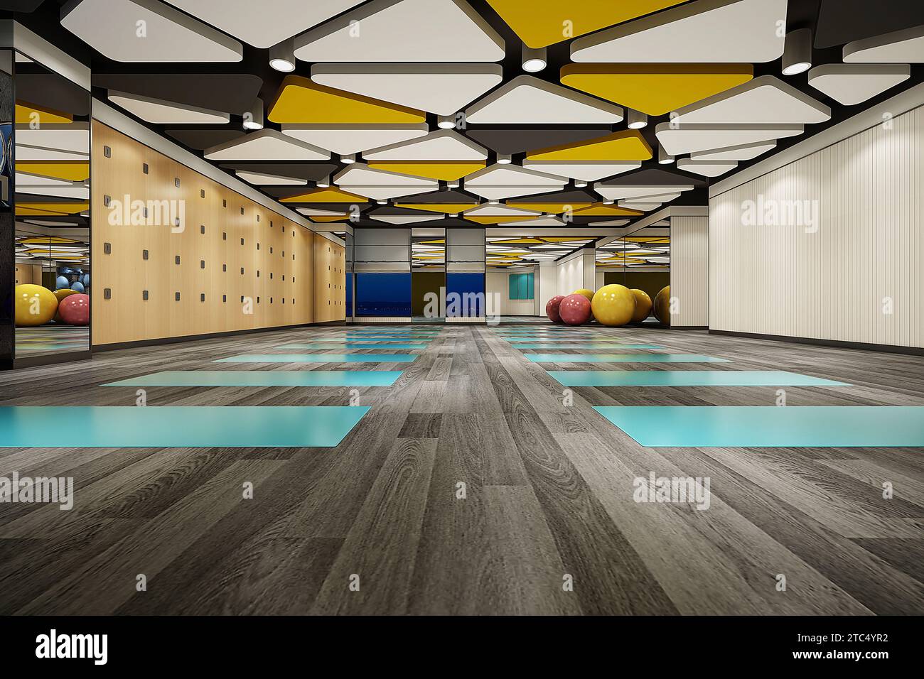 3d render yoga wellness studio Stock Photo - Alamy