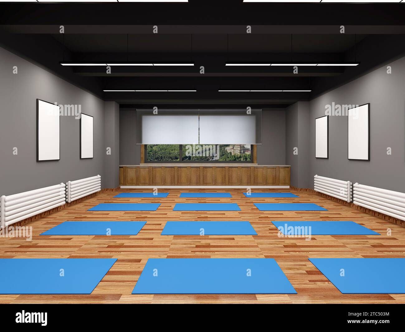 3d render yoga wellness studio Stock Photo - Alamy