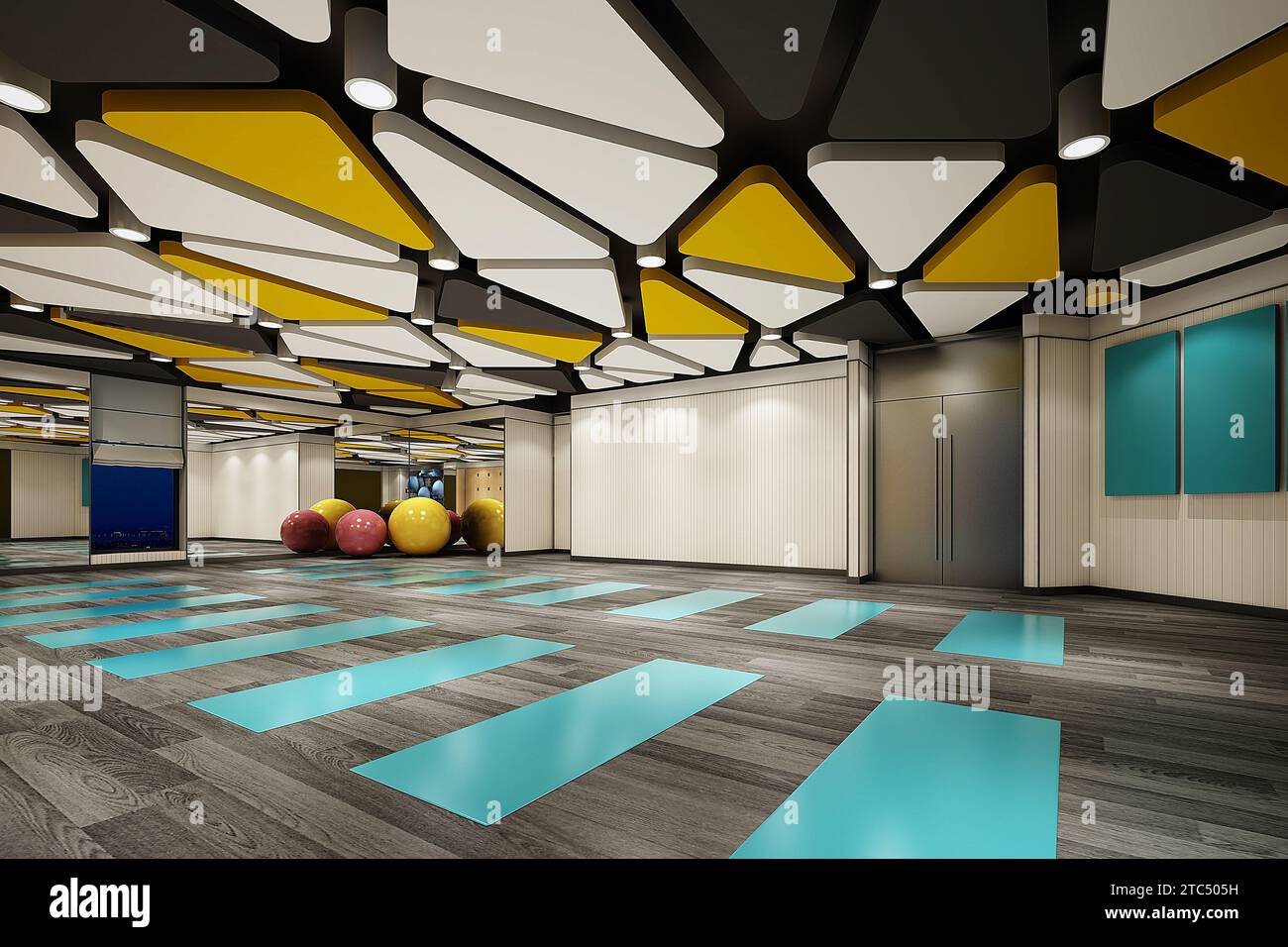 3d render yoga wellness studio Stock Photo - Alamy