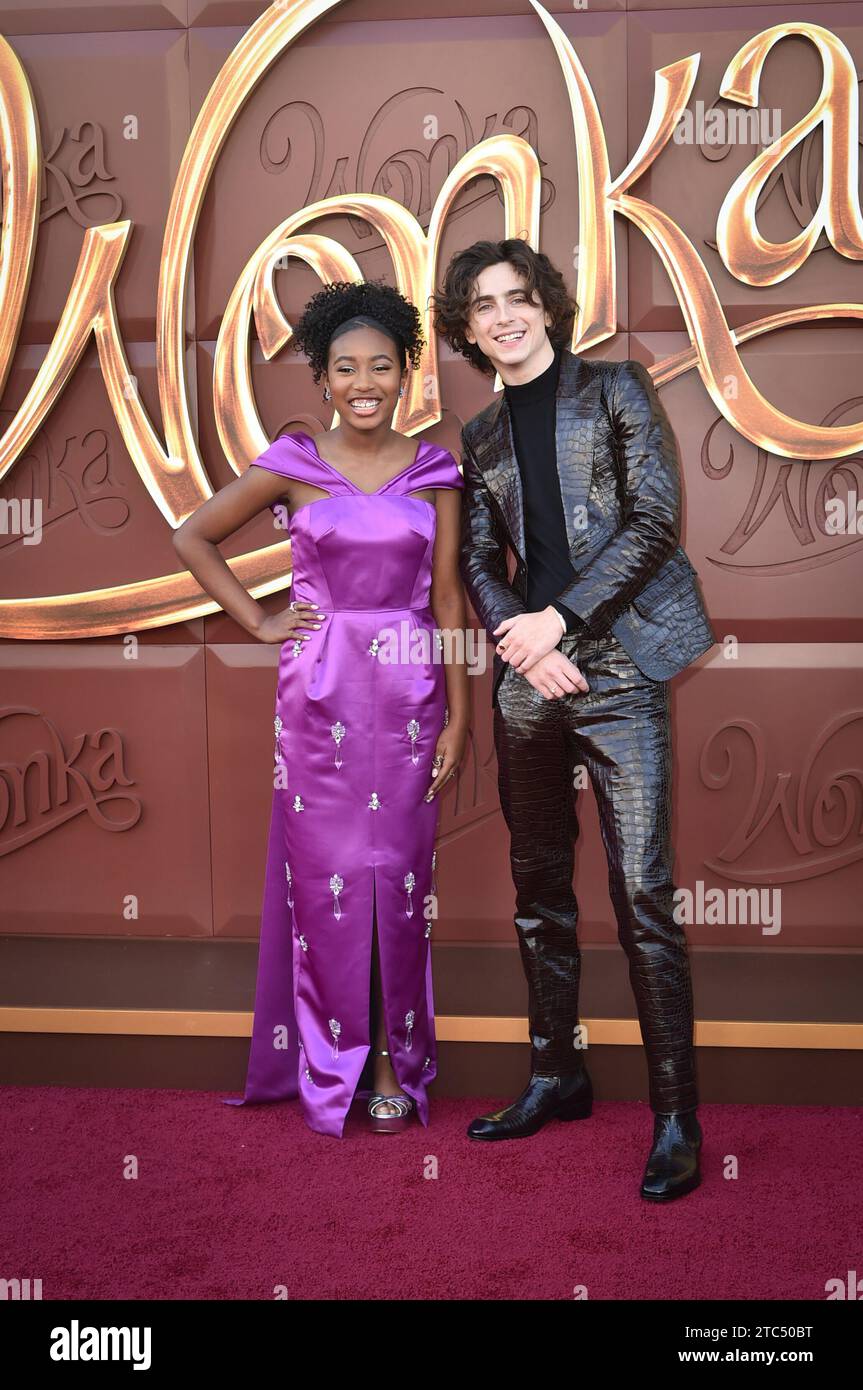 Calah Lane, left, and Timothee Chalamet arrive at the premiere of ...
