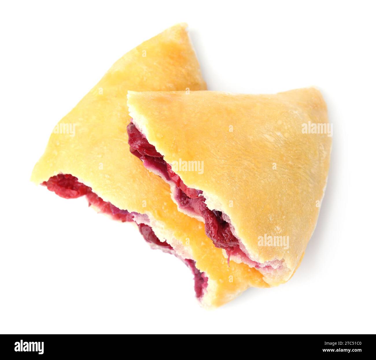 Tasty samosa with berry filling isolated on white, top view Stock Photo ...