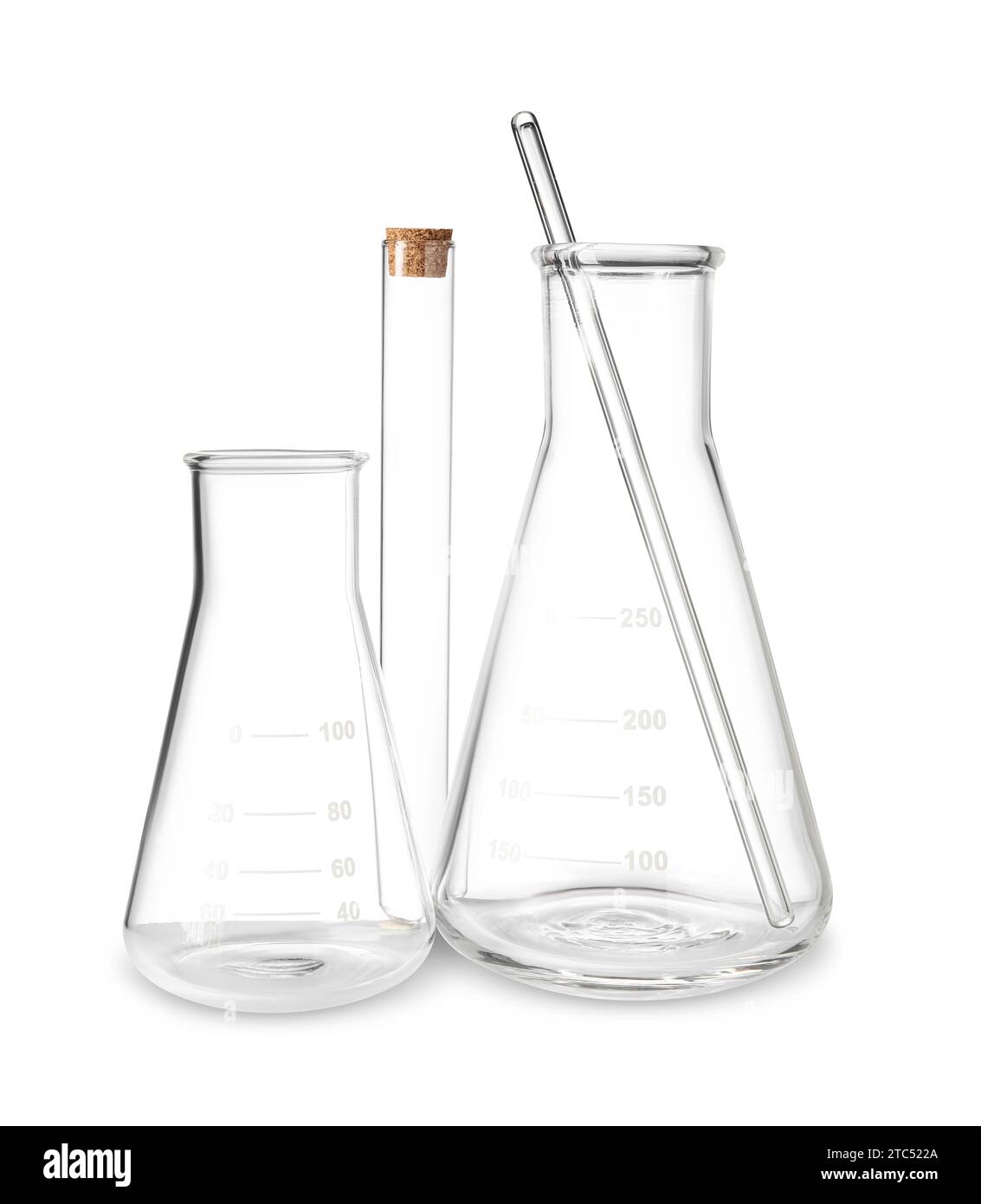 Different empty laboratory glassware isolated on white Stock Photo - Alamy