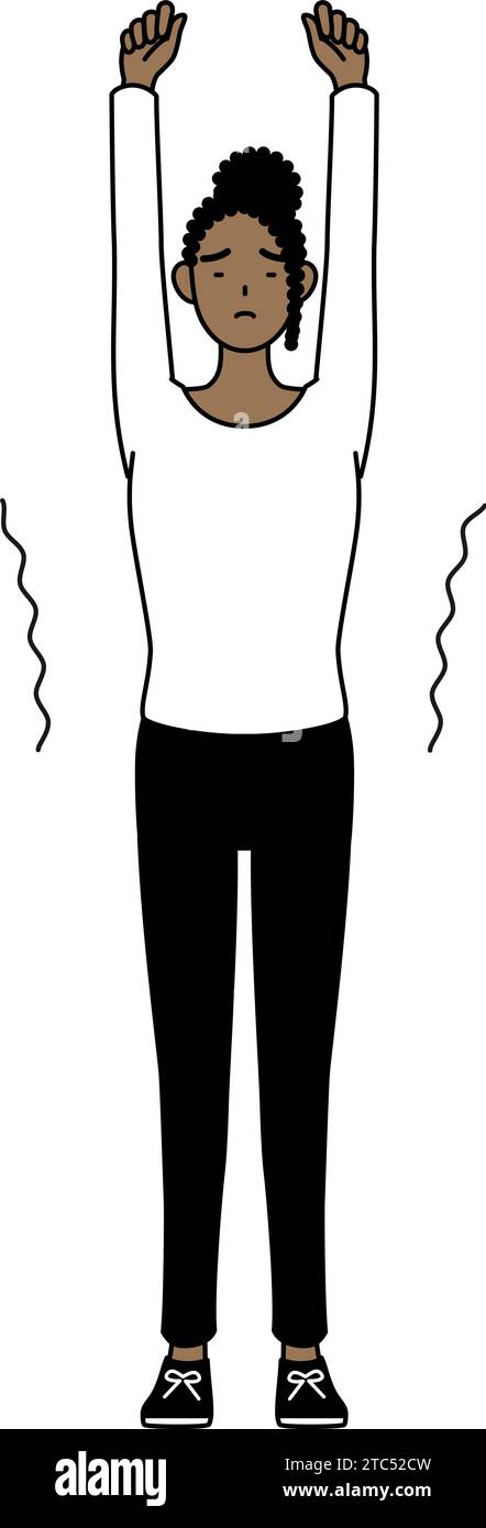 African-American woman stretching and standing tall, Vector ...