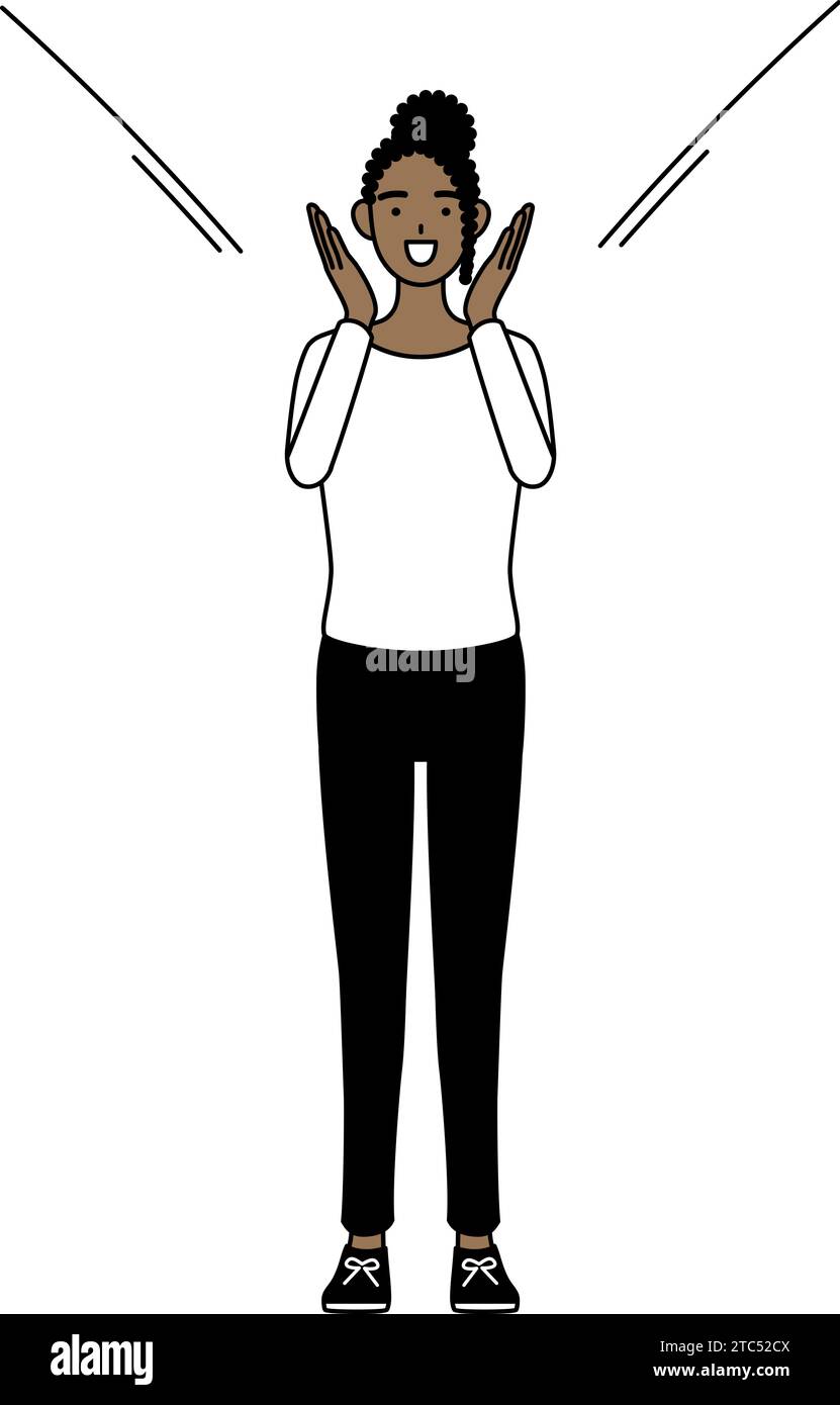 African-American woman calling out with her hand over her mouth, Vector ...